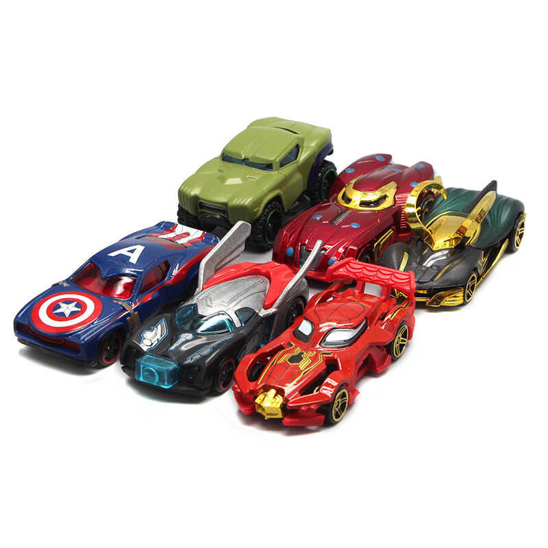 6 Avengers alloy racing cars, Captain America, Hulk, Thor, small car ...