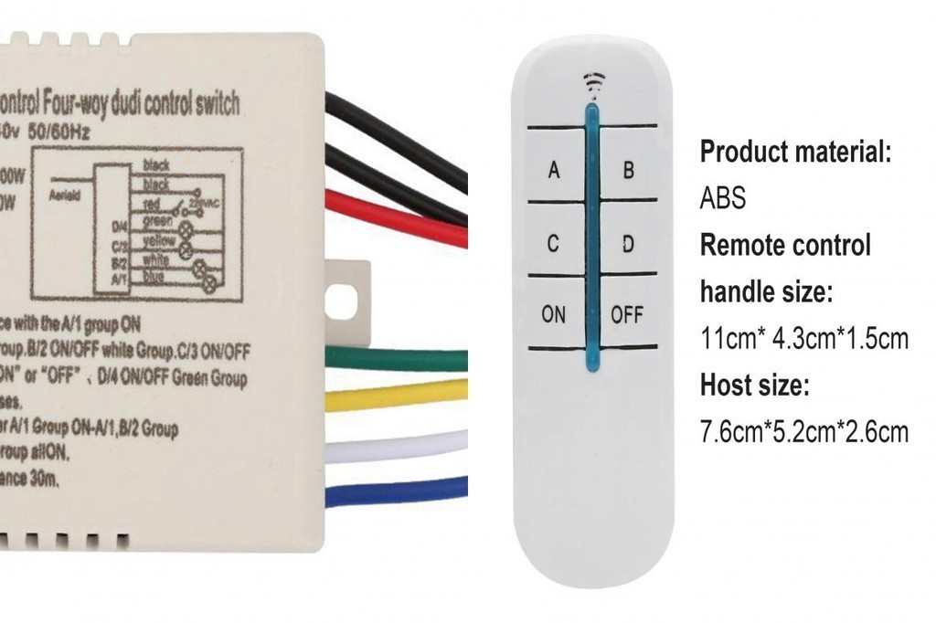 Youxp Remote Control Switch 4-Way Easy Installation AC200V Light Remote ...