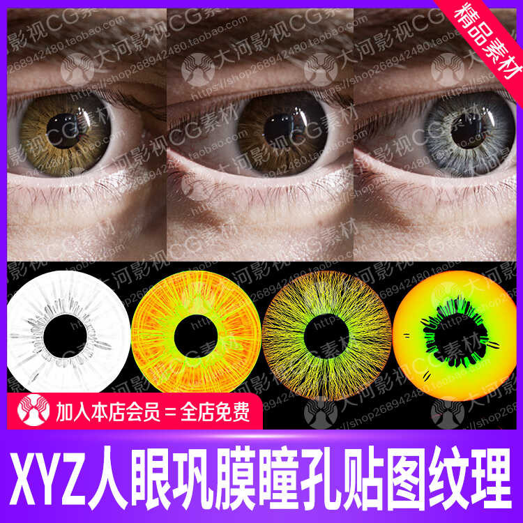 XYZ high-precision realistic human eye sclera pupil texture map C4D ...