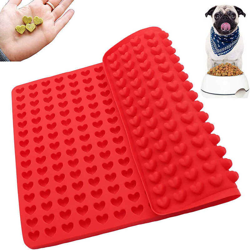 255 Cavity Pet Treats Pan Dog Mini Heart Shaped Silicone Mold Small Dot ...