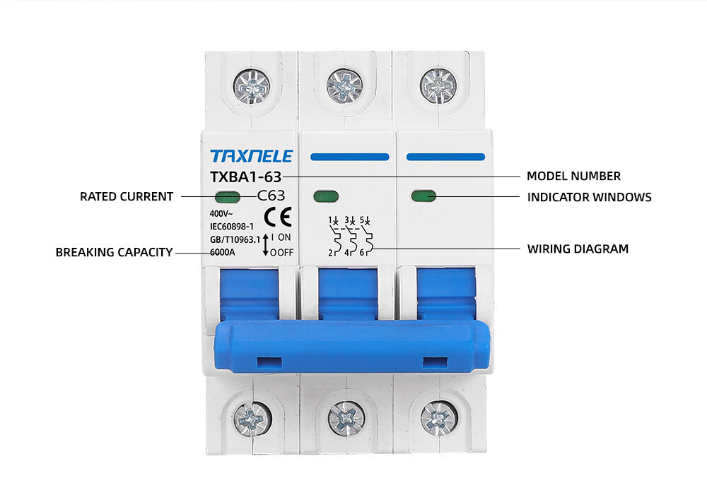 AC MCB Circuit breaker 1P 2P 3P 4P 230V 400V 6KA Mini Air Switch 10A ...