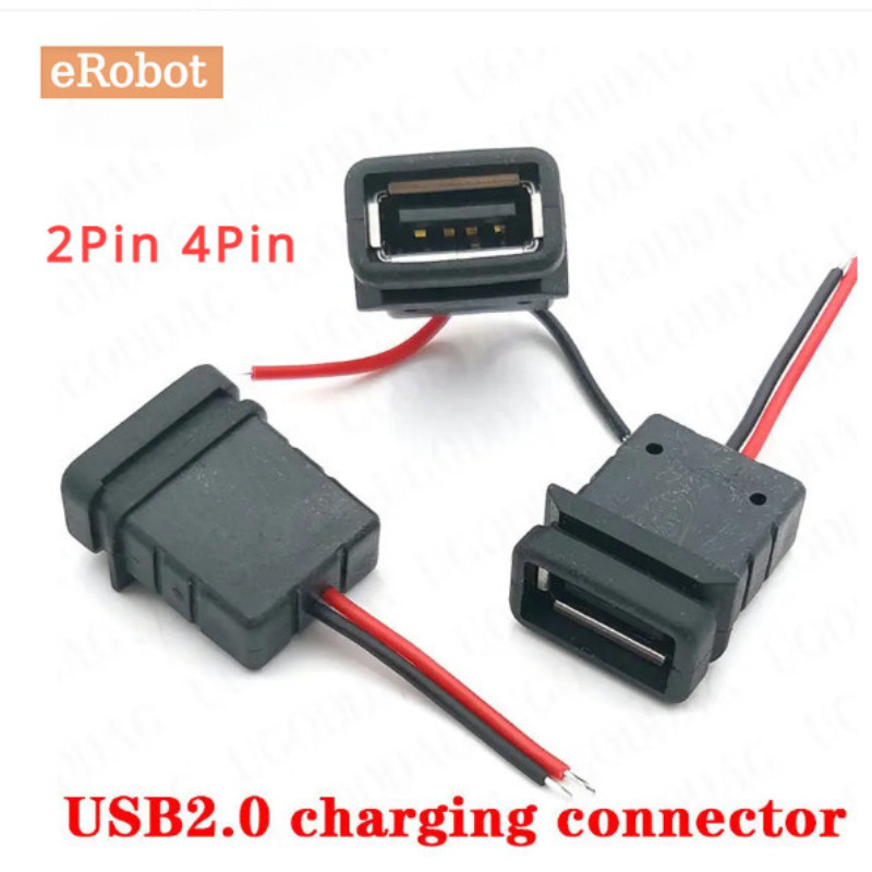 USB 2.0 Female Power Jack USB2.0 Charging Port Connector with Cable ...