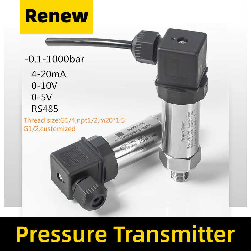4-20ma Output Pressure Sensor 0-10v Transmitter 10-30v Power Water Gas ...