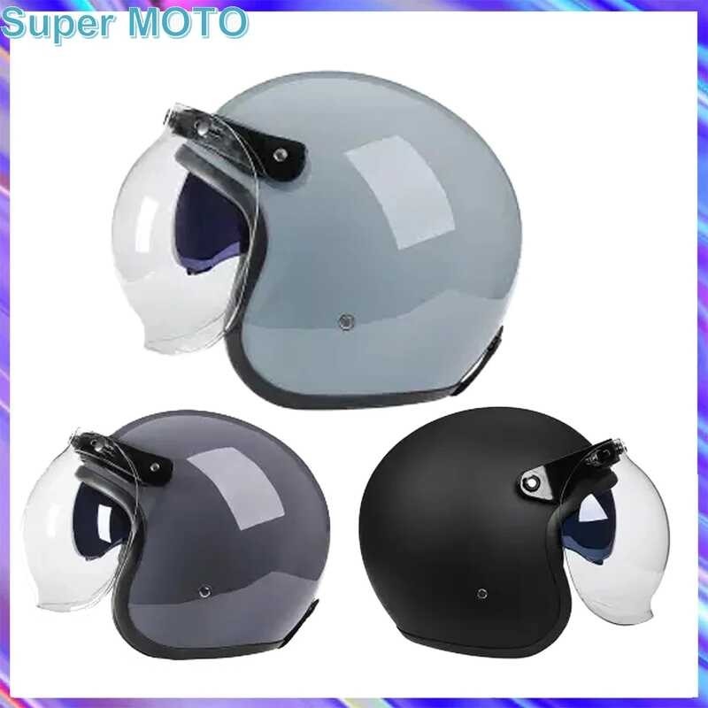 Retro Pilot Leather Fabrics Open Face Motorcycle Helmet Casco Moto ...