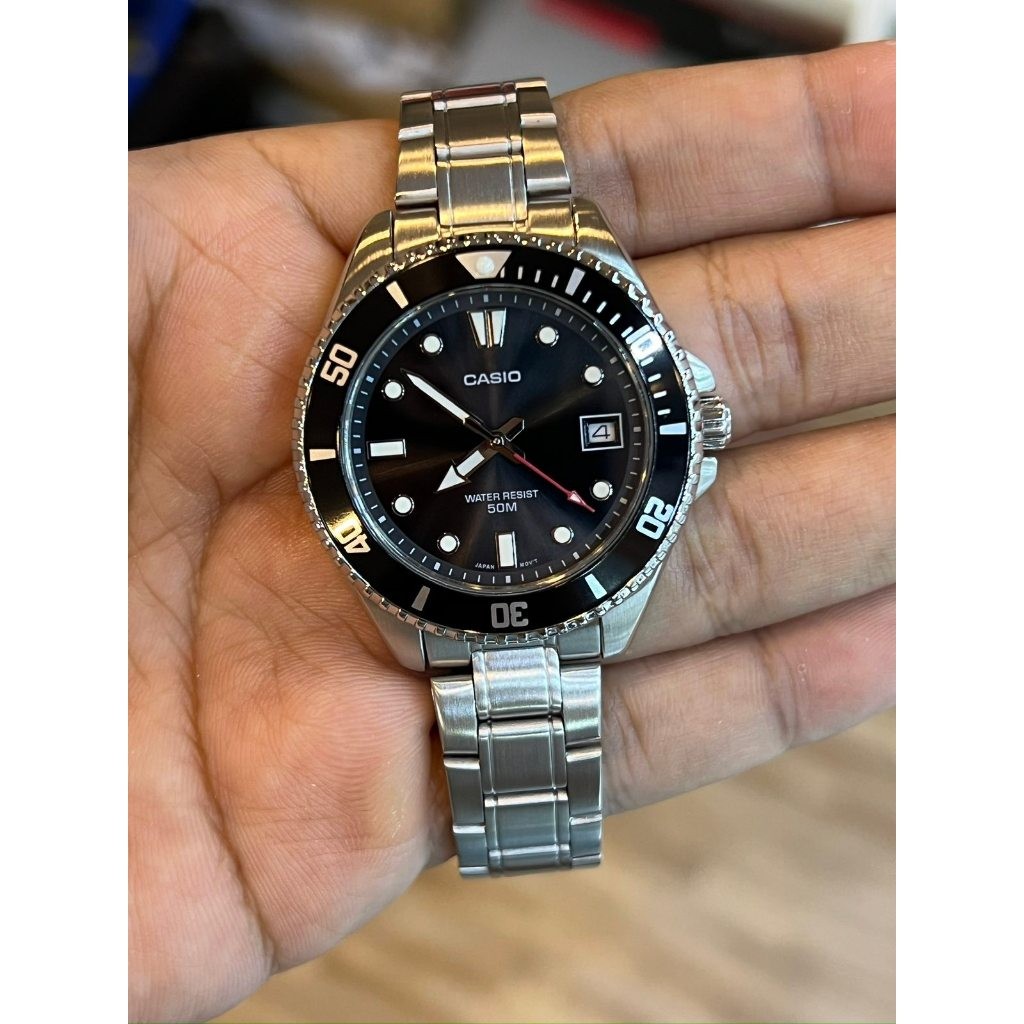 ORIGINAL CASIO Analog Black Dial Stainless Steel Ladies Watch MDV-10D ...