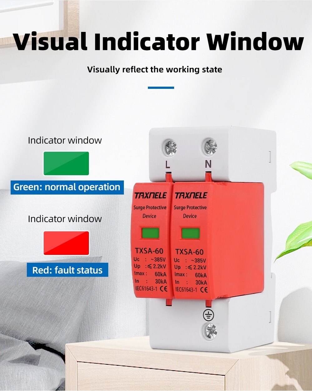 AC SPD Din rail 20KA 40KA 30KA 60KA 2P 4P 385V House Lightning Surge Protector Low-voltage ...