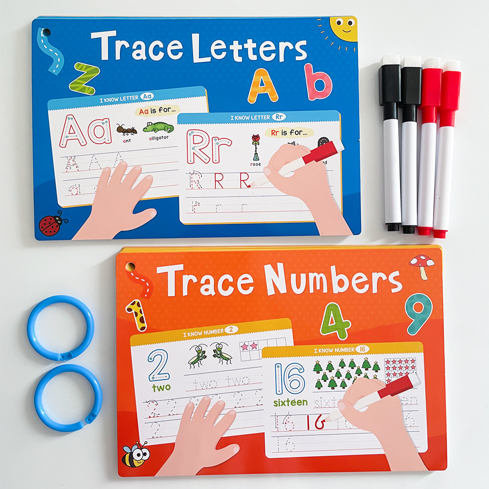 Kids Trace Letters & Numbers Dry Erase Practice Set - Alphabet & Number ...