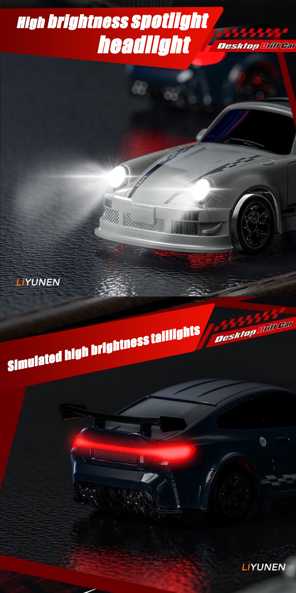 1/64 Mini Desktop Drift RC Car Toys 4WD Proportional Throttle Steering ...