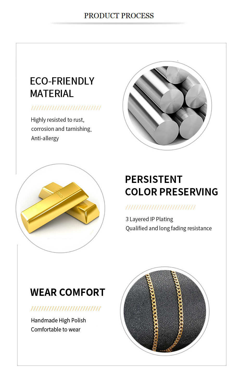 Vnox Men's Cuban Link Chain Necklace Stainless Steel Black Gold Color ...