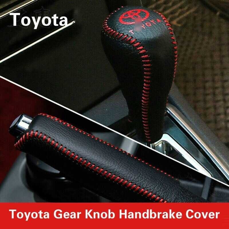 LAIFU Toyota Vios Gear Knob Handbrake Cover Genuine Leather Case Para ...