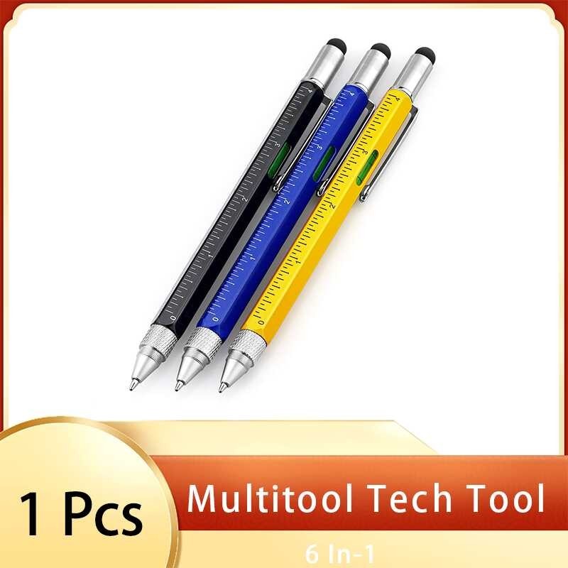 6 In-1 Multitool Tech Tool with Refill Level Ruler Level Screwdriver ...