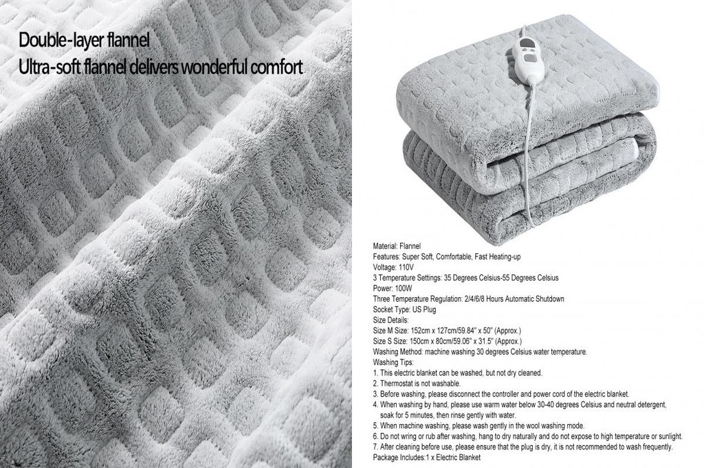 RC~ Balanced Heated Thermal Quilt for Cold Months Heated Bed Blanket ...