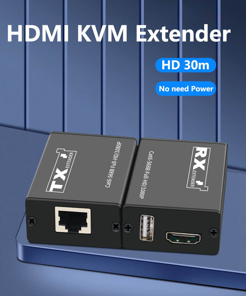 30M USB KVM HDMI Extender Over Cat6 Network Cable HDMI To Rj45 Ethernet ...