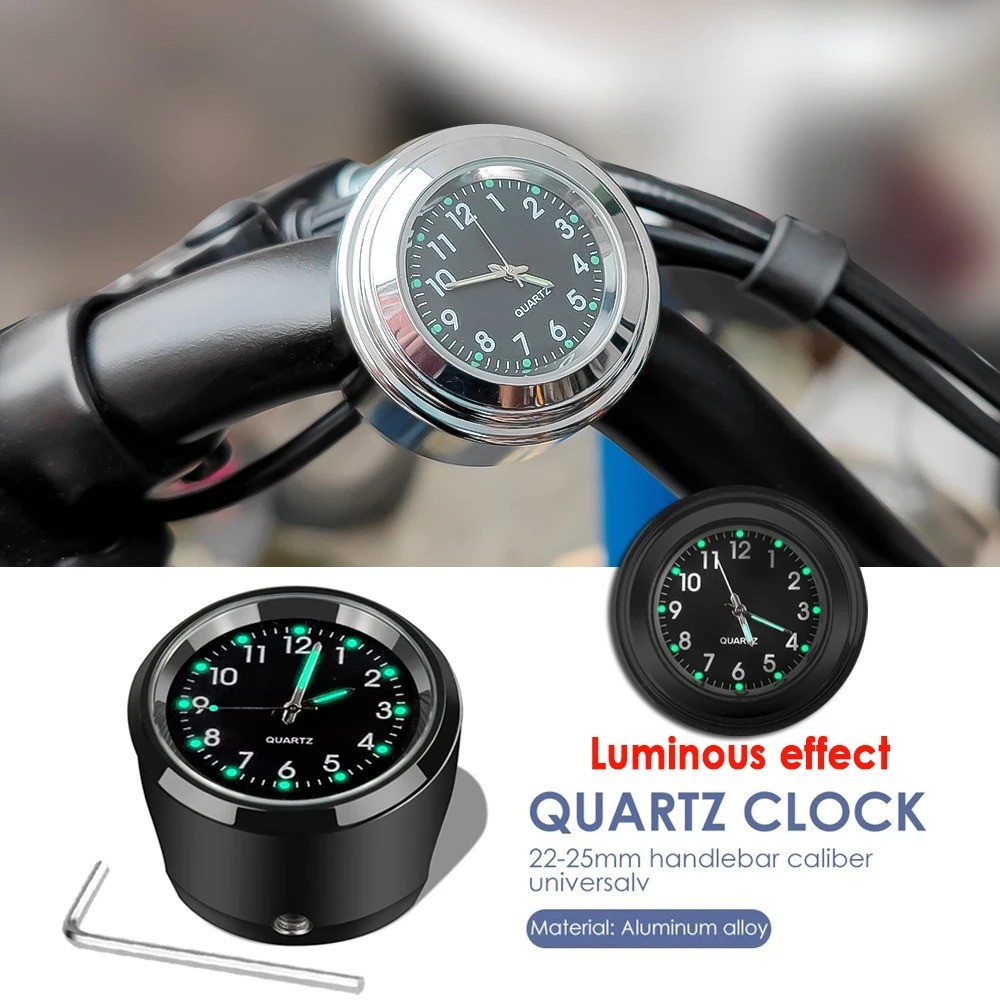 Motorcycle Handlebar Clock Durable Stainless Steel Refit Night Vision ...