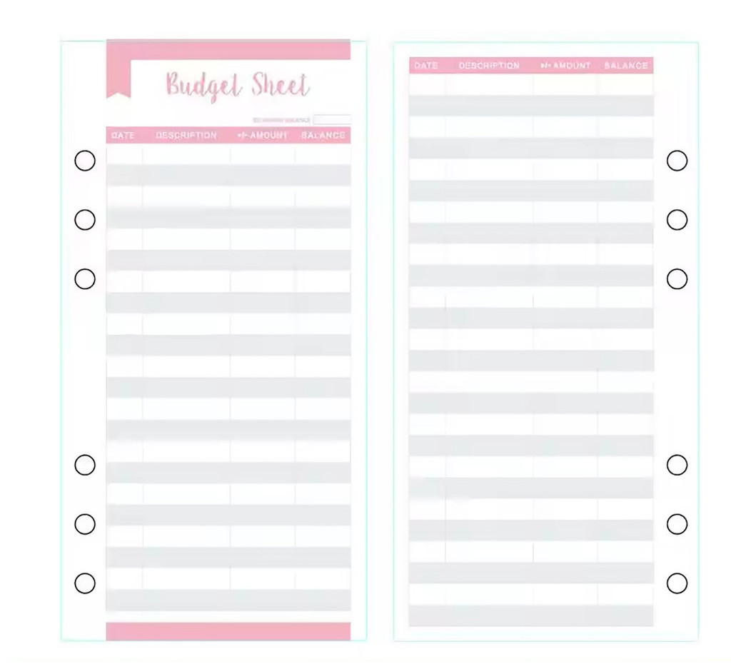 12 Sheets A6 Budget Sheets 6 Holes Loose Leaf Cash Budget Wallet ...