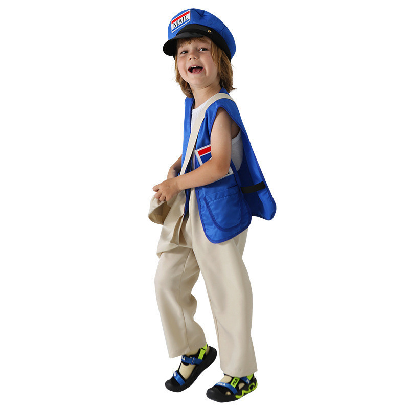 Kids Courier Mr. Postman Cosplay Costume Boy's Blue America Mailman ...