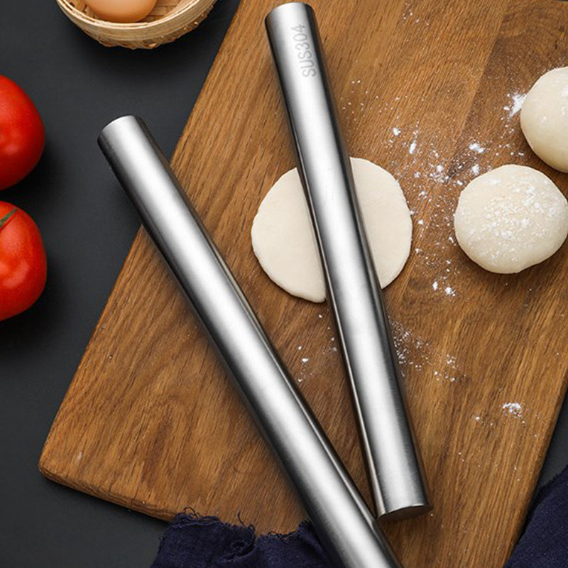 Stainless Steel Rolling Pin Kitchen Utensils Dough Roller Bake Pizza ...