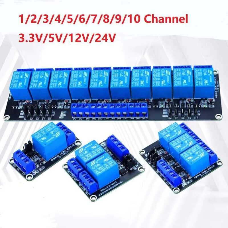 Tt 1/2/3/4/5/6/7/8/9/10 Channel 5V/12V/24V Relay Module High/Low Level Trigger Optocoupler ...