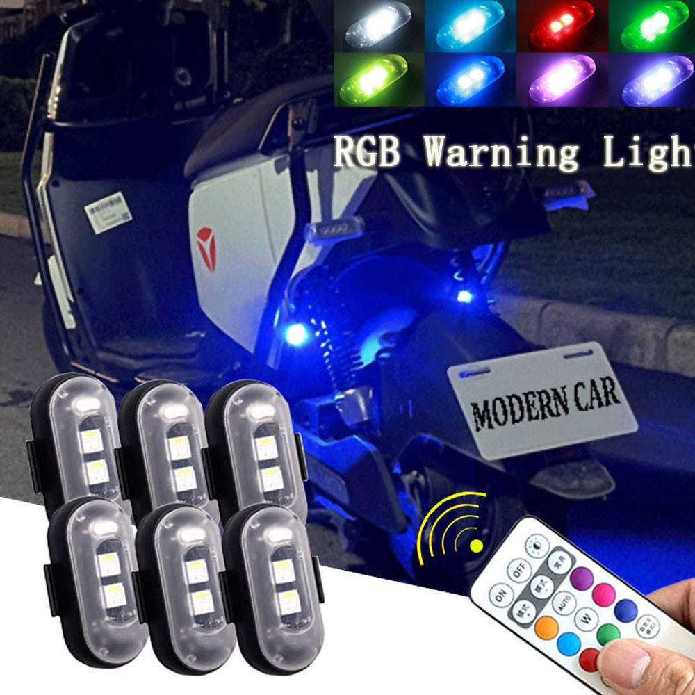 6Pcs Wireless USB Rechargeable Remote Control LED Anti-collision Safety ...