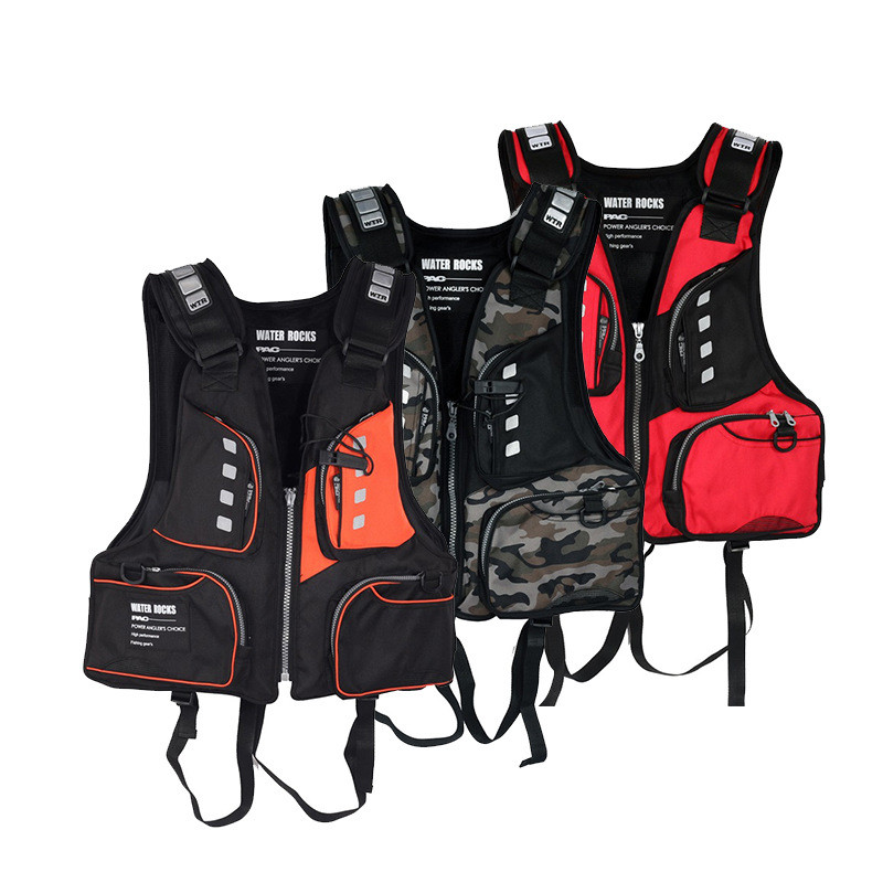Portable Multi-pocket Adult Fishing Life Jacket Professional Collarless ...
