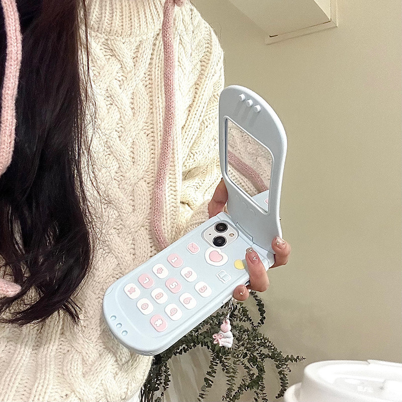 3D Kawaii Cinnamoroll Creative Clamshell Flip Makeup Mirror Phone Case ...