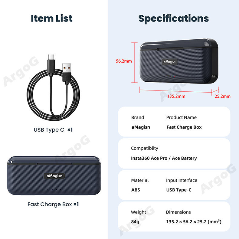 aMagisn Portable Battery Fast Charger Charging Case for Insta360 Ace ...