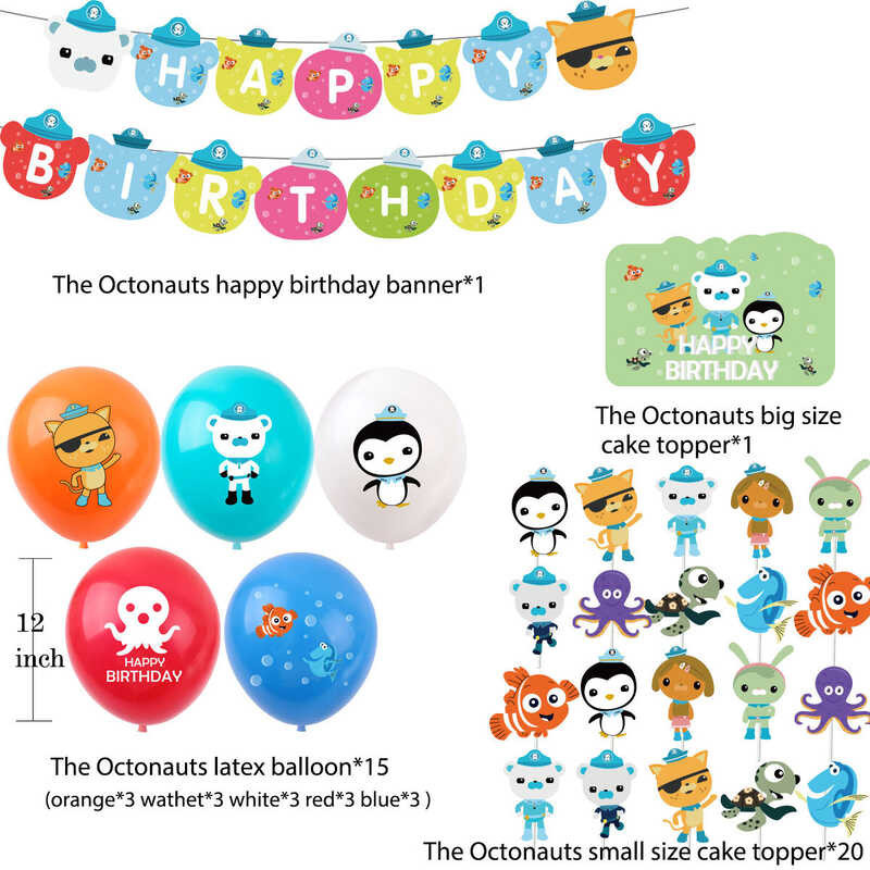 Ang Octonauts Ballon Na May Cake Topper Banner Maligayang Kaarawan ...
