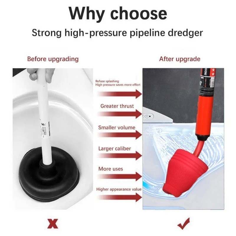 High Pressure Toilet Commode Resilience Unblock Sink Sewer Pipe Anti ...