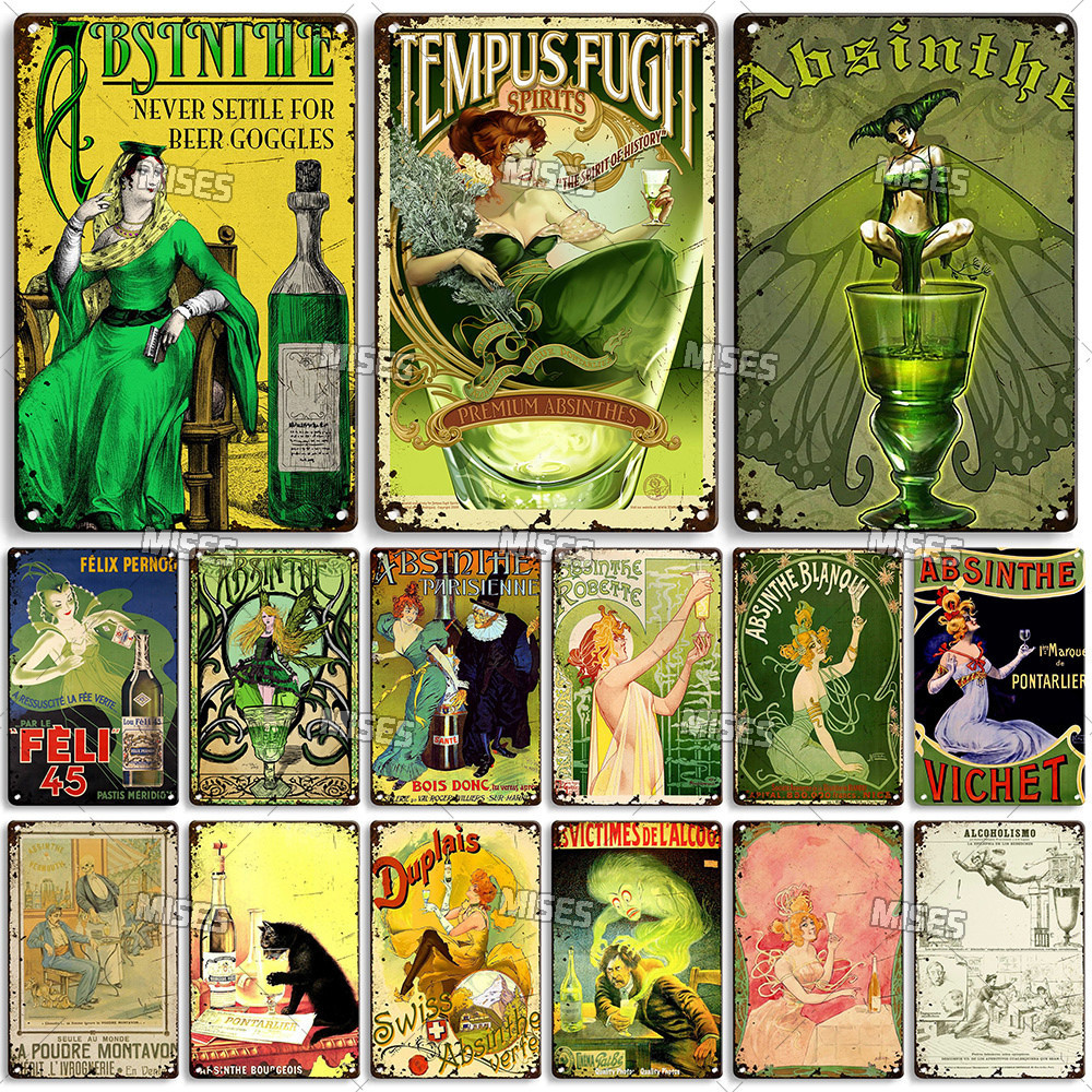 MISES Absinthe Metal Poster Rusty Metal Tin Sign Retro Metal Sign Wall ...