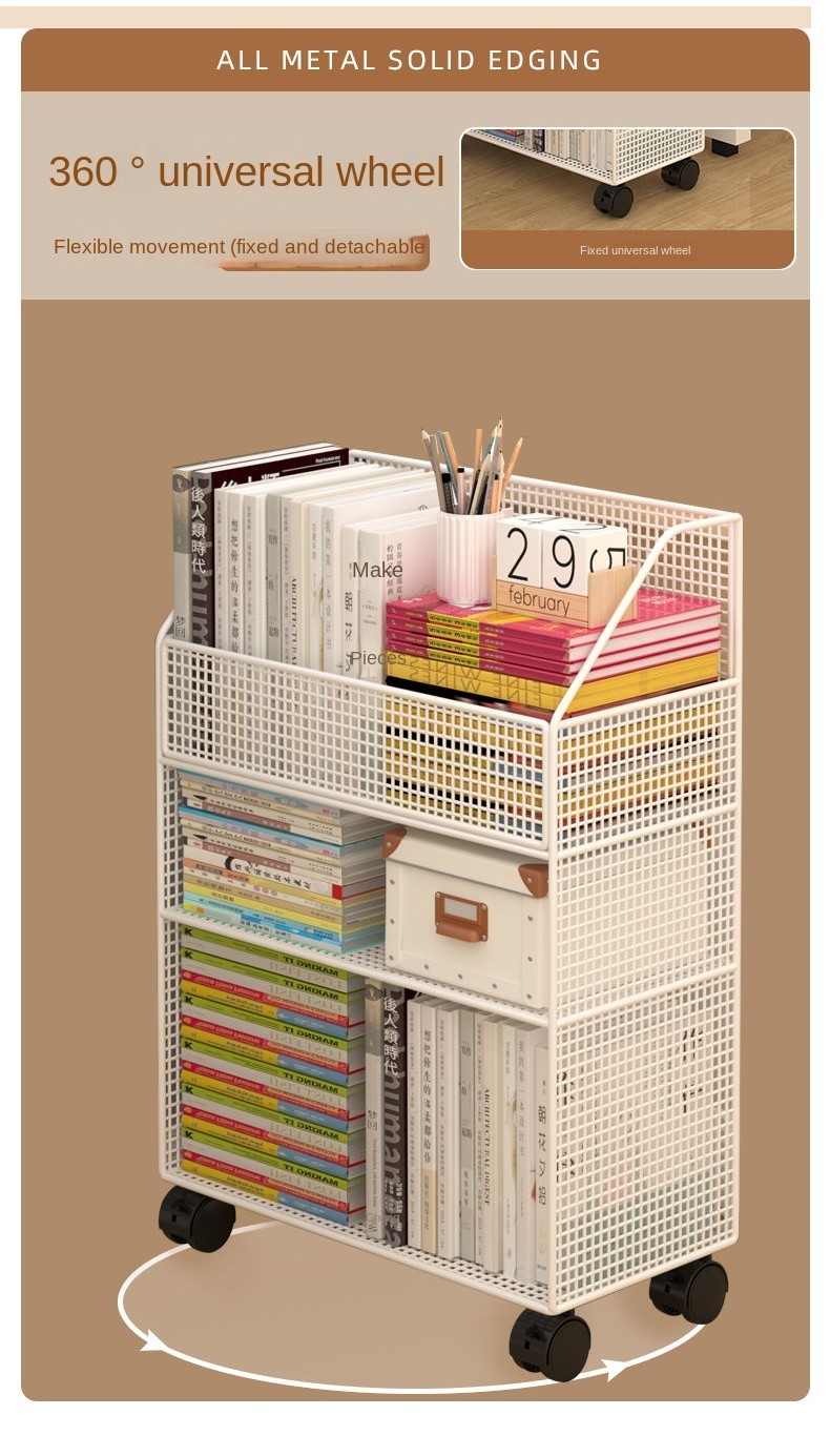 Shelves under the table movable small bookshelves deskside storage ...