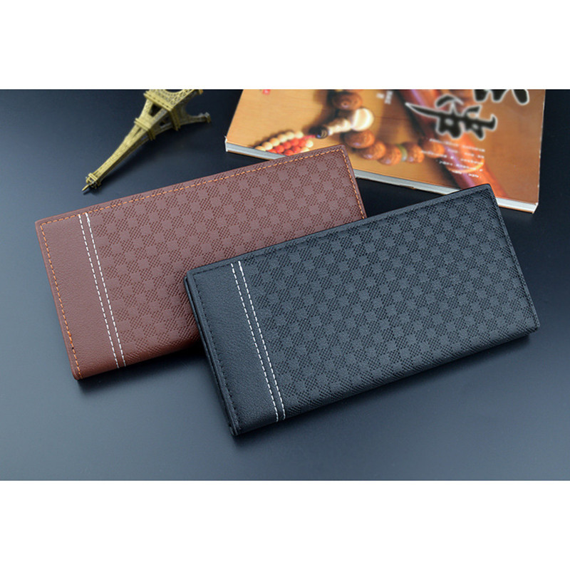 New Style Men Long Wallet Fashion Plaid Thin Wallet Men with Zipper ...