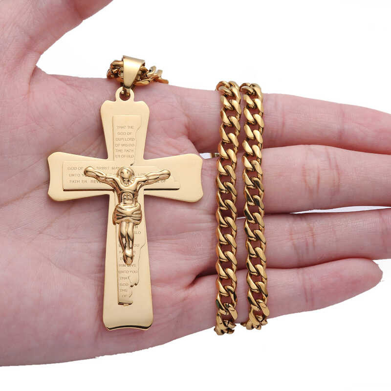 Heavy Big Jesus Cross Stainless Steel Pendant For Men Christian ...
