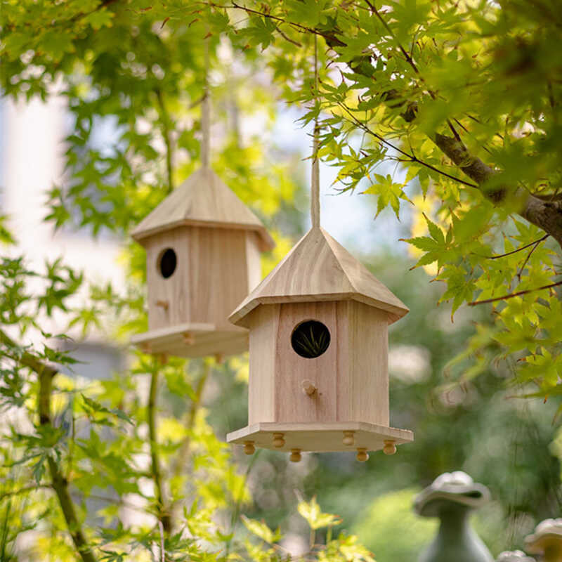 Maglikha Ng Pugad Ng Kahoy Ibon Na May Mga Pabitin Ropes, Palayok Cage ...