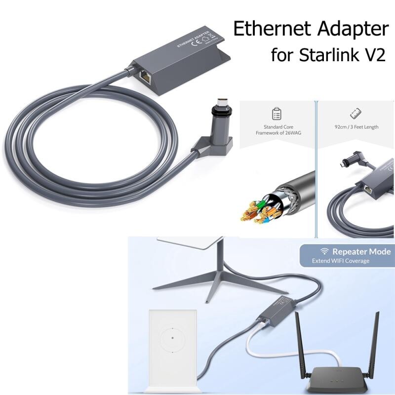 HOT Ethernet Adapter for Starlink V2 Rectangle Dish Antenna Satellite ...