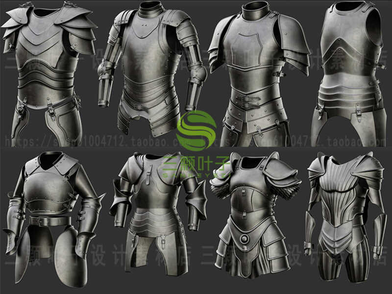 Medieval style knight armor 3D basic model 20 models FBX/obj modeling ...