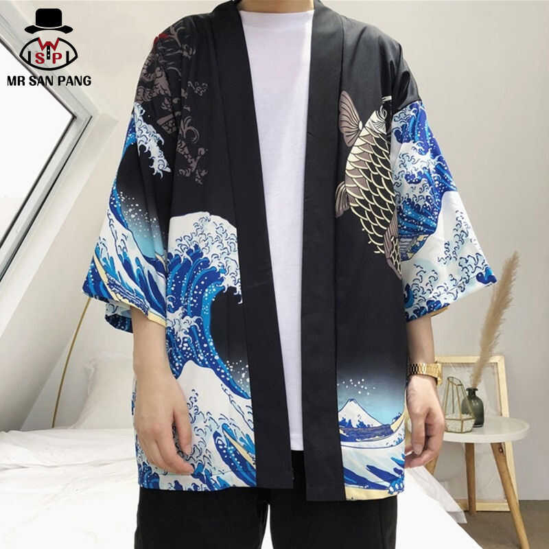 LY MSP Men Kimono Cardigan Thin Men Japanese Obi Male Yukata Men's Haori Japanese Samurai ...