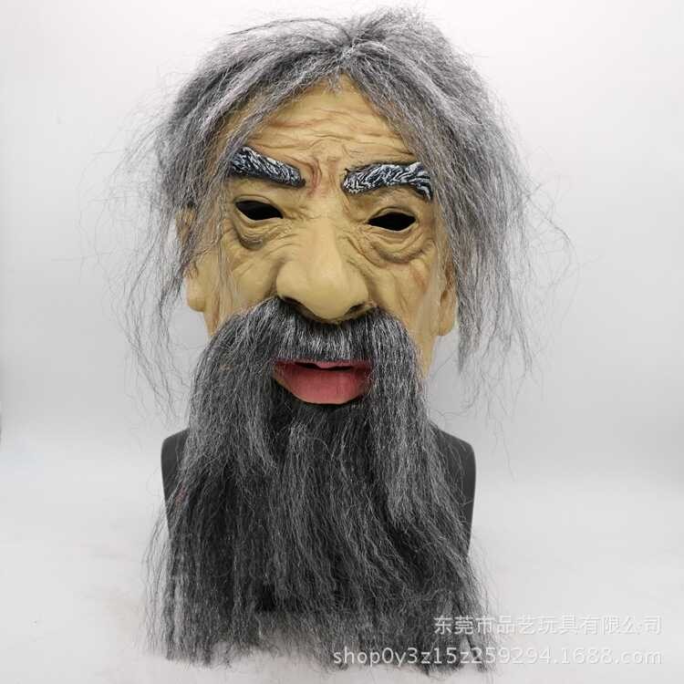 Long haired old man terrifying ghost mask, monster demon frightening ...
