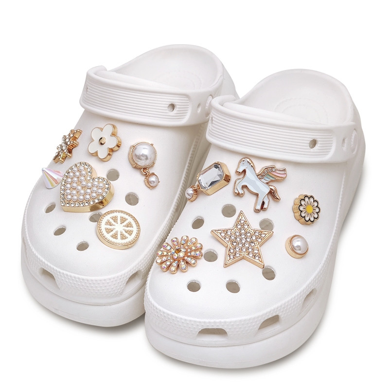 Luxury Clogs Charms Set | Alloy Metal Shoe Charms with Crystal Accents ...