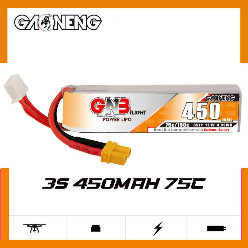 GNB High Energy 450Mah 3S 11.1V 75C Indoor Traverse Aircraft Flight ...