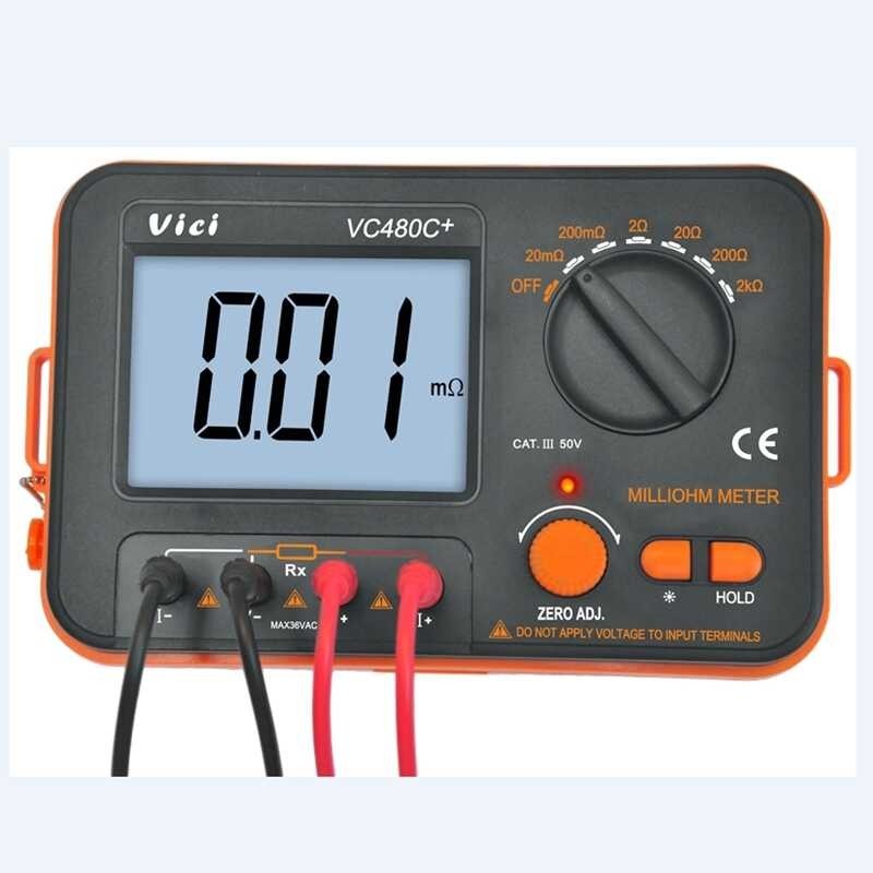 3 1/2 Digital Milli-ohm Meter VC480C+ LCD Backlit 4 Wire Test Low ...