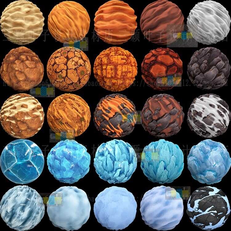 Unity stylized cartoon surface material texture forest desert ice field ...