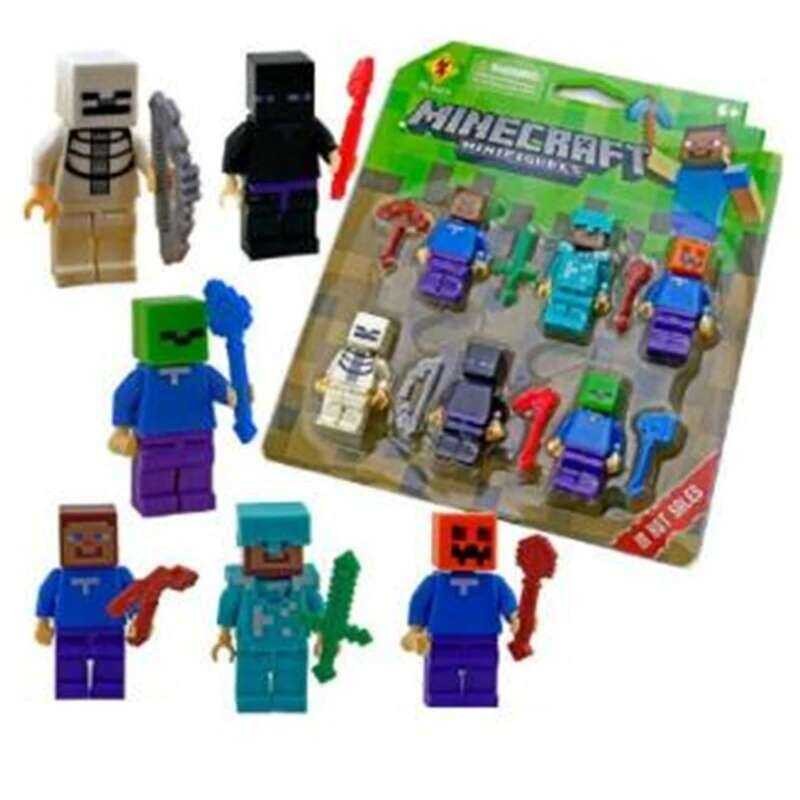 Xj 6Pcs/Set Minecraft Dia Figures Model Action Mini Zombie Dolls Steve ...