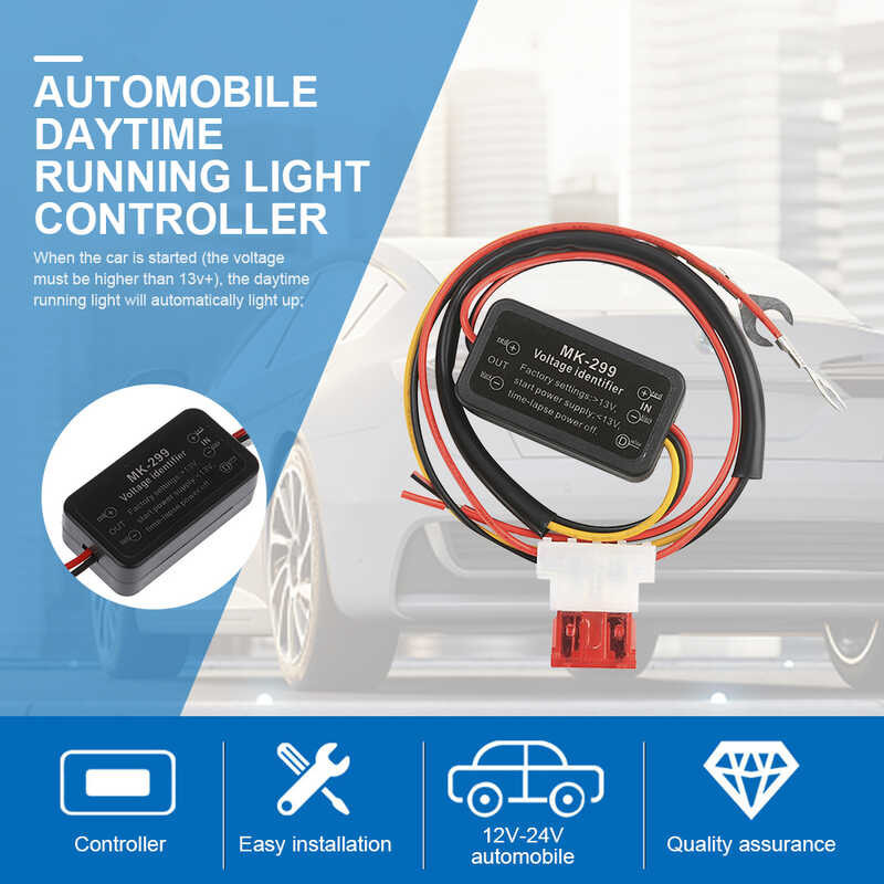 Universal Car LED DRL Controller 12V-24V Auto Daytime Running Light Relay Harness Dimmer On/Off ...