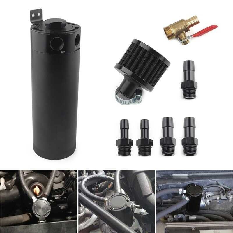 Billet Universal Aluminum Bewilded 2-Port New Long Oil Catch Can Tank ...