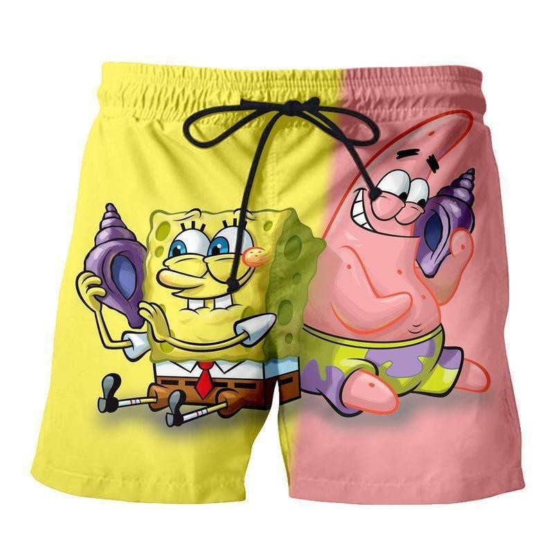 Men's Beach Vacation Casual Shorts SpongeBob SquarePants Cute Print ...