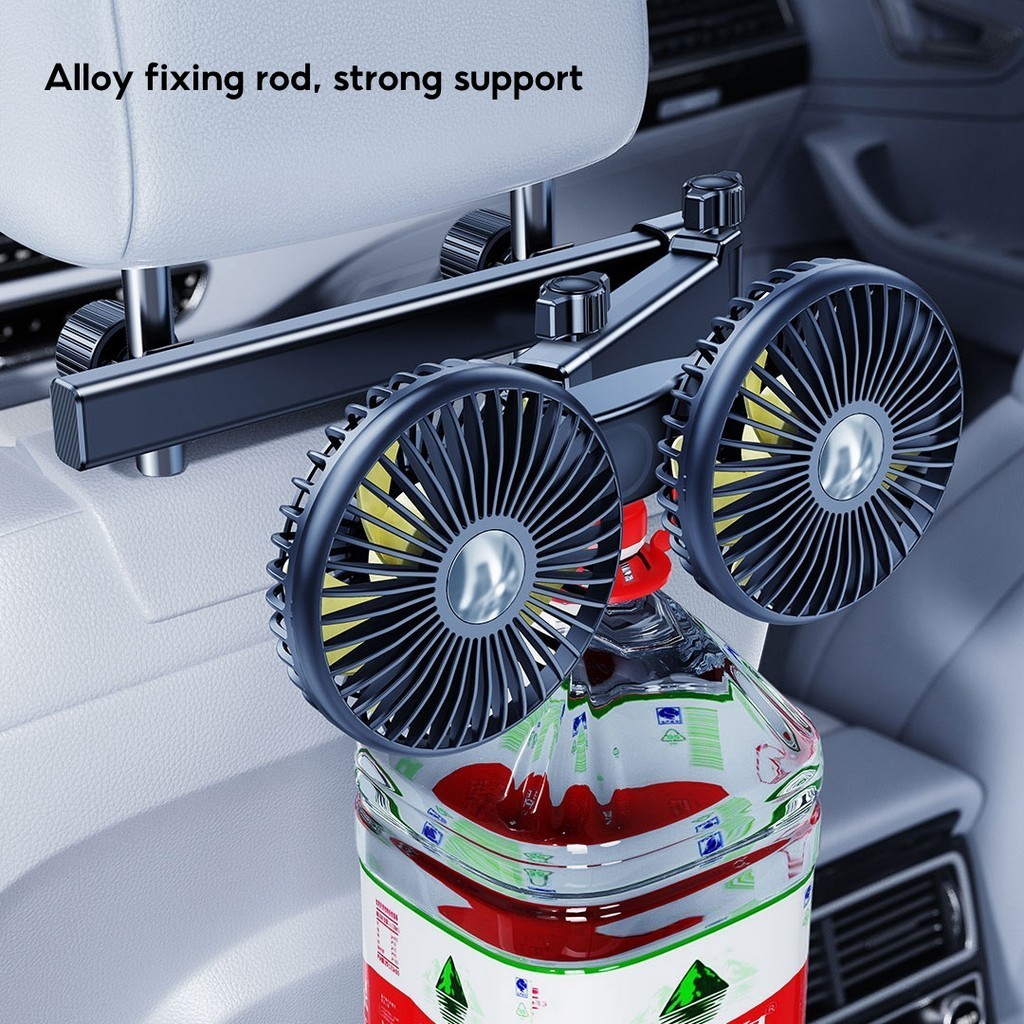 OATSBASF Rechargeable Car Fan Rear Seat Dual Fan Aluminum Alloy Support ...