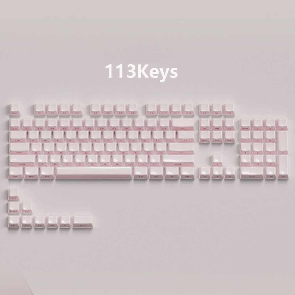 113 Keys Jelly Crystal Mechanical Keycaps Letter Side Engraved Pink ...