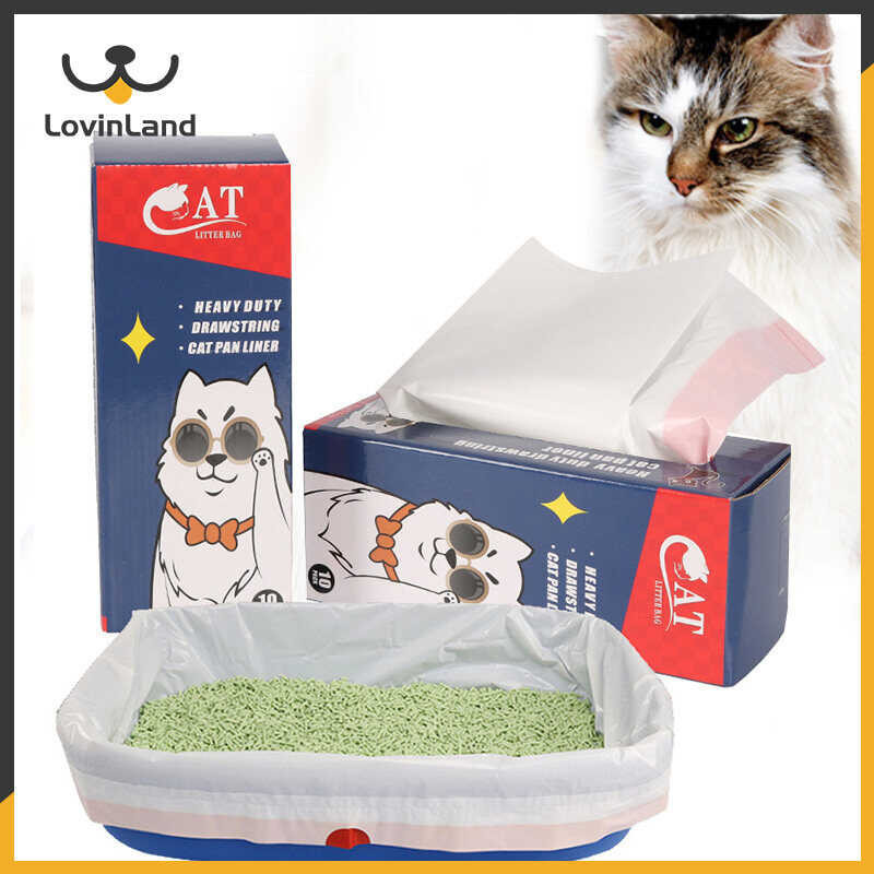 Lovinland Pet 10 Pieces Drawstring Cat Disposable Litter Trash Bag Cat ...