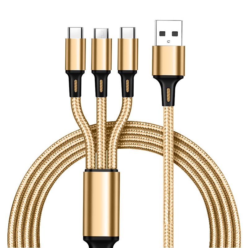 1.2m Weaving One To Three Data Cables Usb Port Multiple 3In1 Micro USB ...