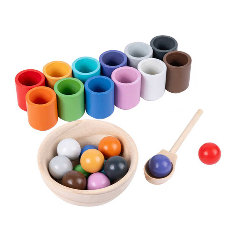 Rainbow Balls In Cups Hand Eye Coordination Counting Sorting Game ...